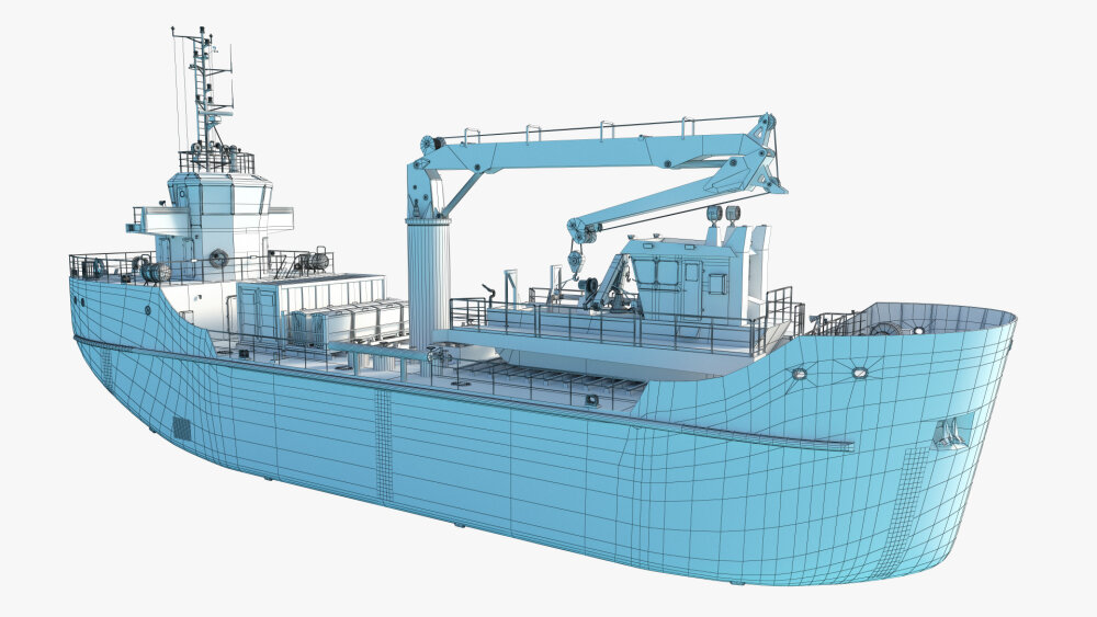 Salvage Cargo Ship with Skimmer Boat 3D model - Download Service ship ...