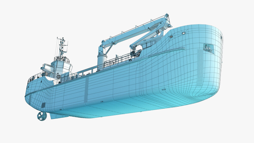 Salvage Cargo Ship with Skimmer Boat 3D model - Download Service ship ...