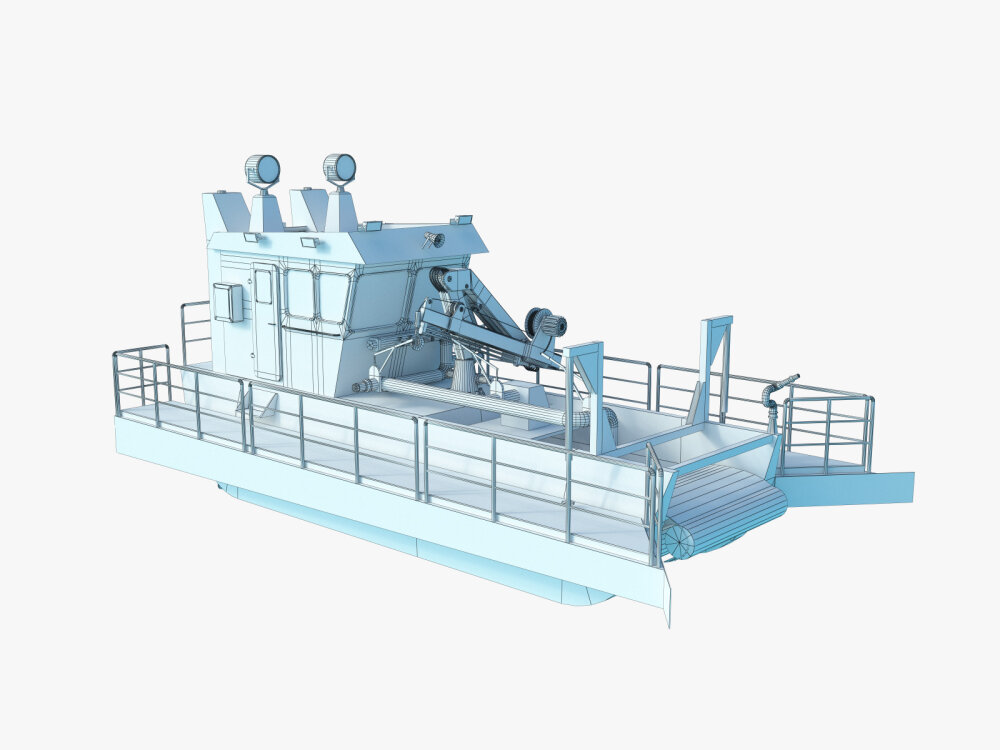 Trash Skimmer Boat 3D model - Download Service ship on 3DModels.org