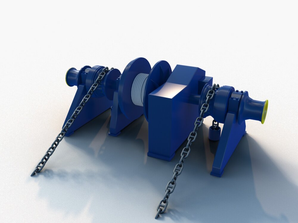 Anchor-mooring Winch Double 3D model - Download Tools on 3DModels.org