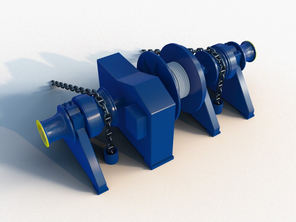 Anchor-mooring Winch Double 3D model - Download Tools on 3DModels.org