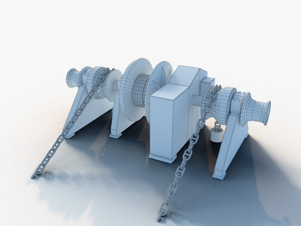 Anchor-mooring Winch Double 3D model - Download Tools on 3DModels.org