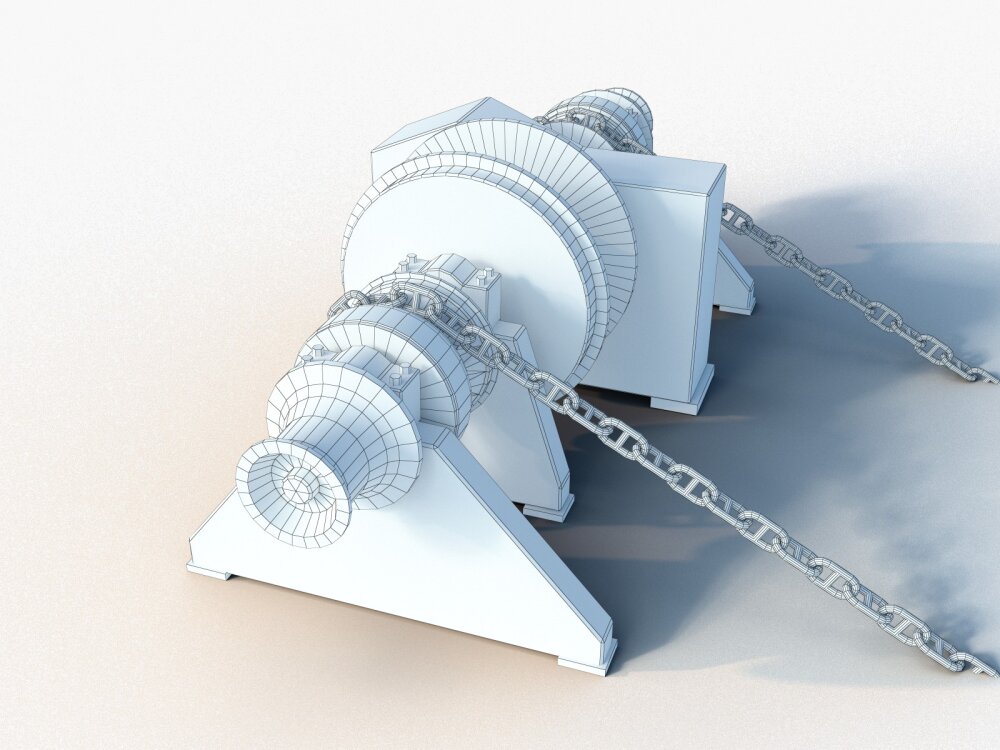 Anchor-mooring Winch Double 3D model - Download Tools on 3DModels.org