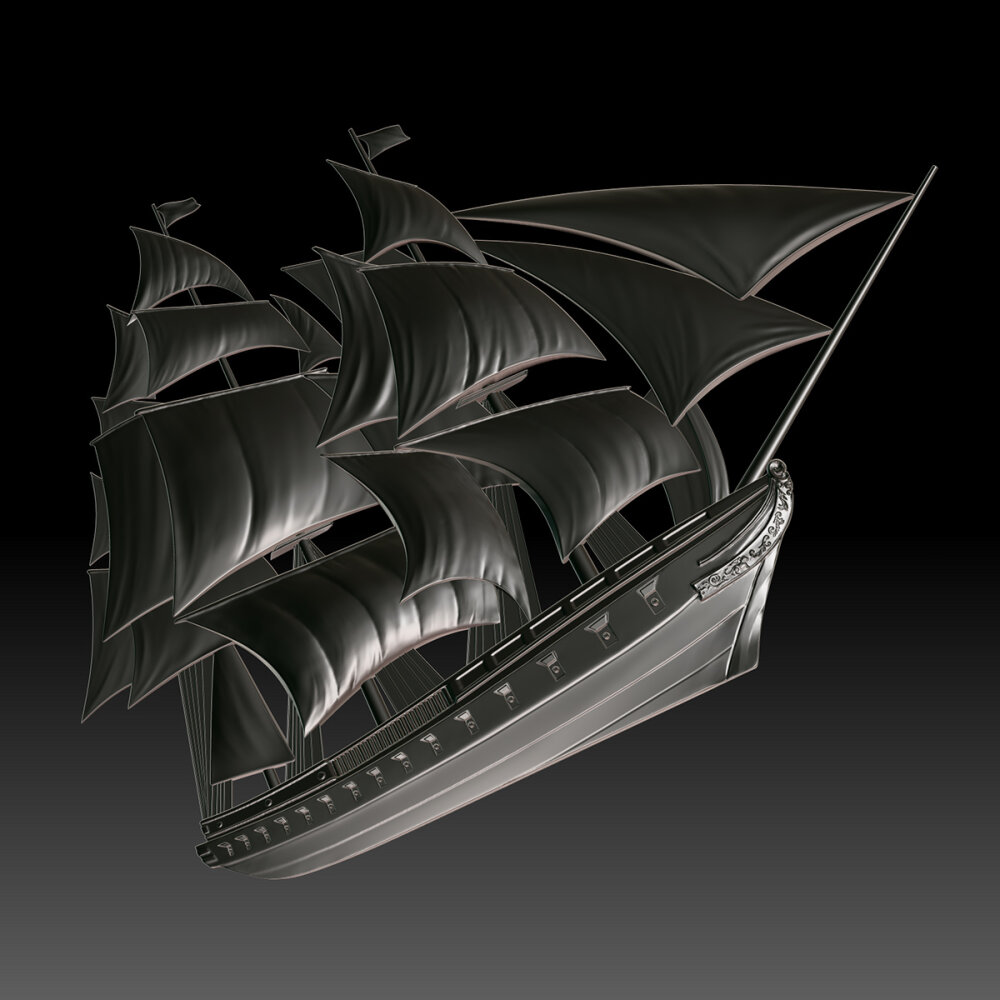 Sailing Ship Decorative Bas-relief for CNC 3D Printing Model - Download ...