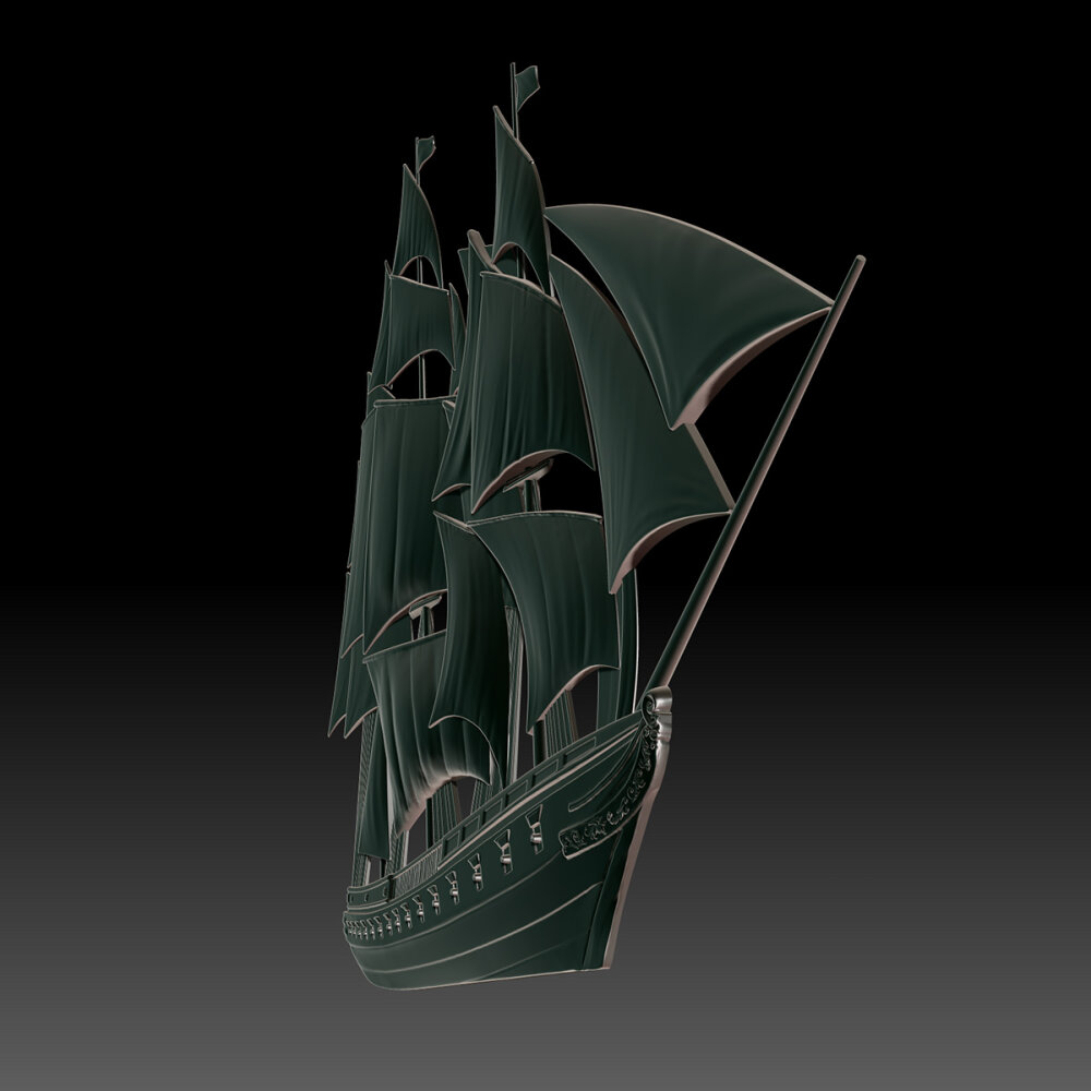 Sailing Ship Decorative Bas-relief for CNC 3D Printing Model - Download ...