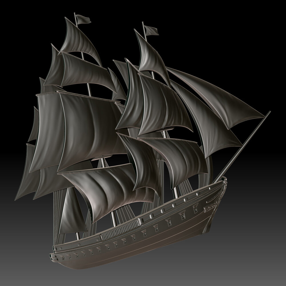Sailing Ship Decorative Bas-relief for CNC 3D Printing Model - Download ...