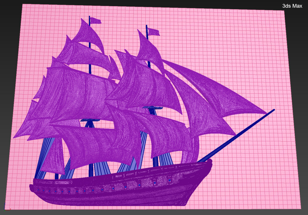 Sailing Ship Decorative Bas-relief for CNC 3D Printing Model - Download ...