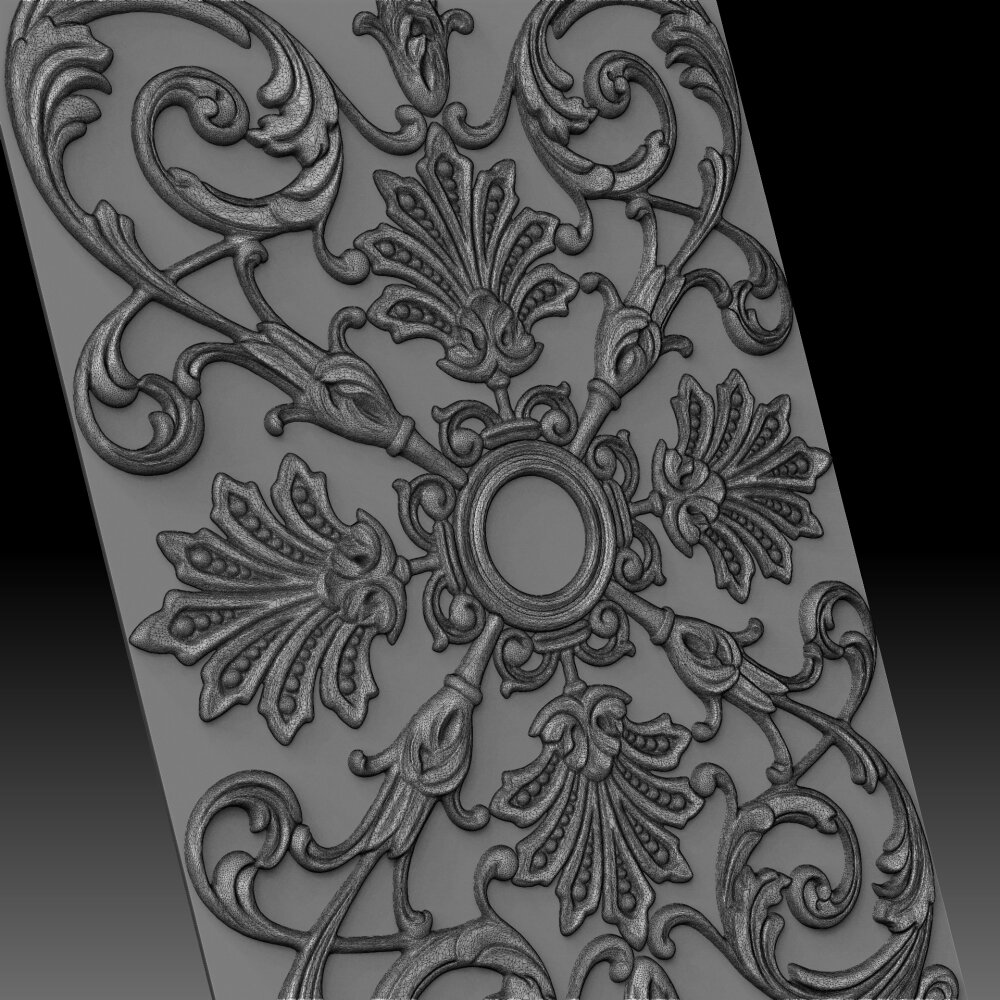 Baroque Acanthus Scrollwork Relief Panel for CNC 3D Printing Model ...
