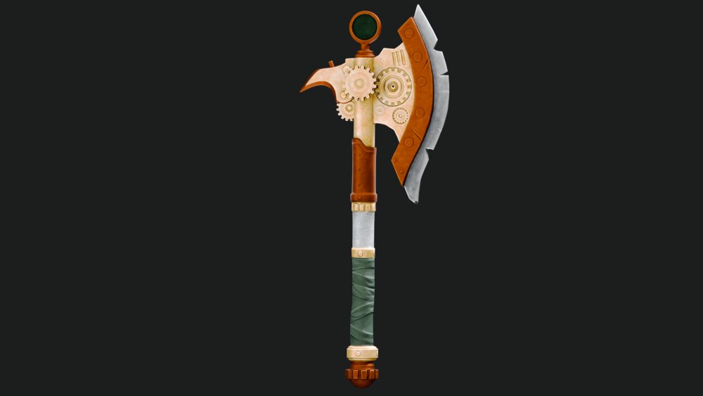 Stylized Steampunk Battle Axe Pbr 3D model - Download Bladed Weapon on ...