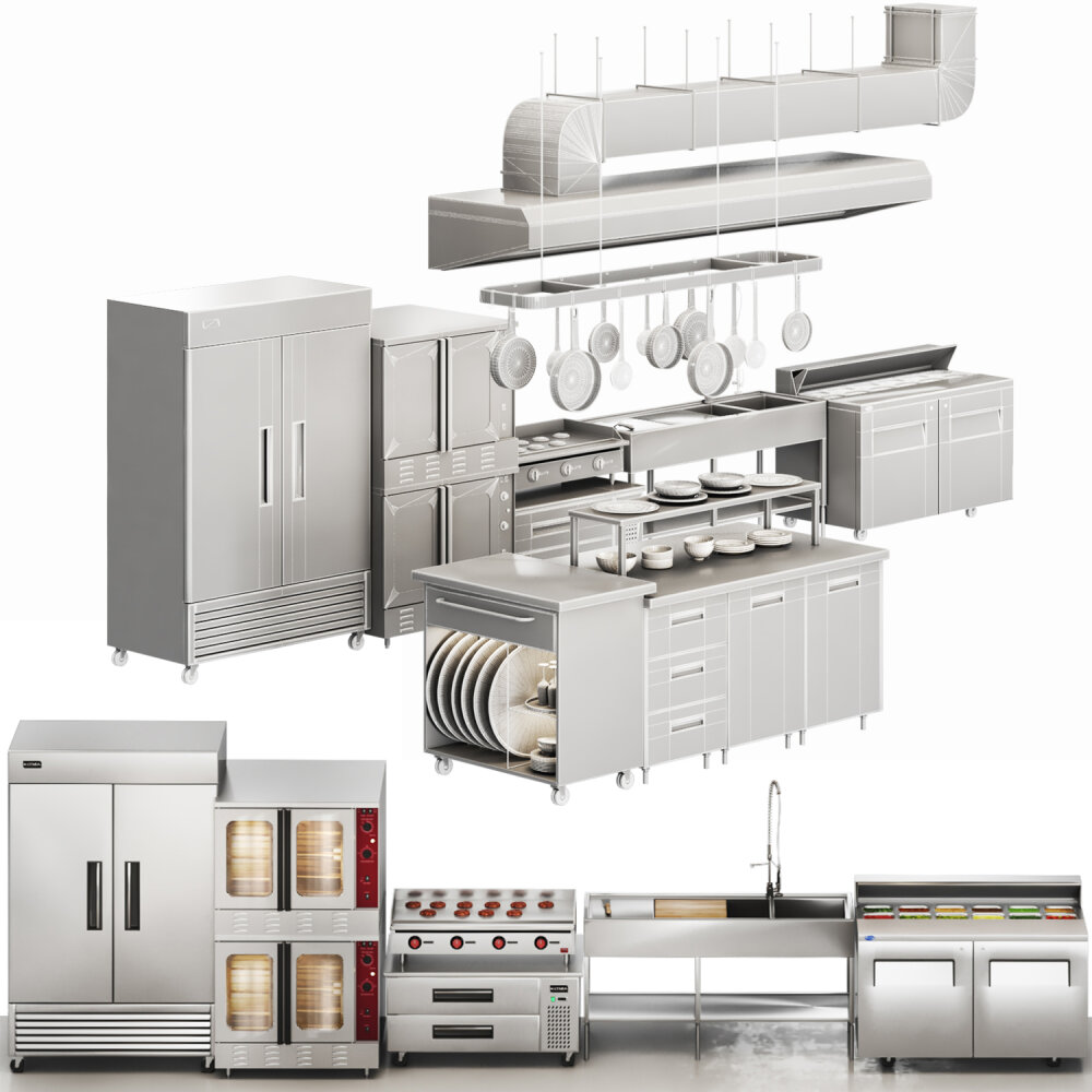 Set d’Équipement de Cuisine Professionnelle Modèle 3D - Télécharger ...