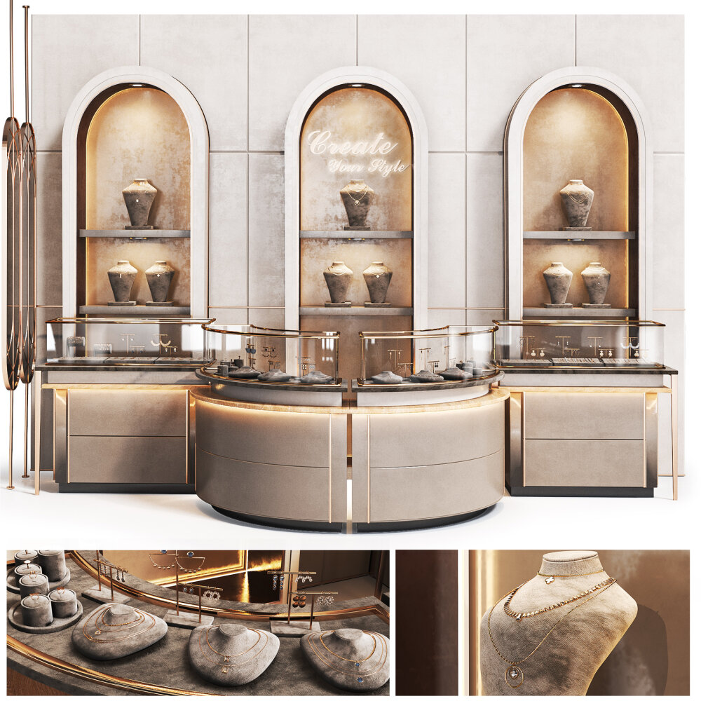 Jewelry Store Showcase 3D model - Download Shelving on 3DModels.org