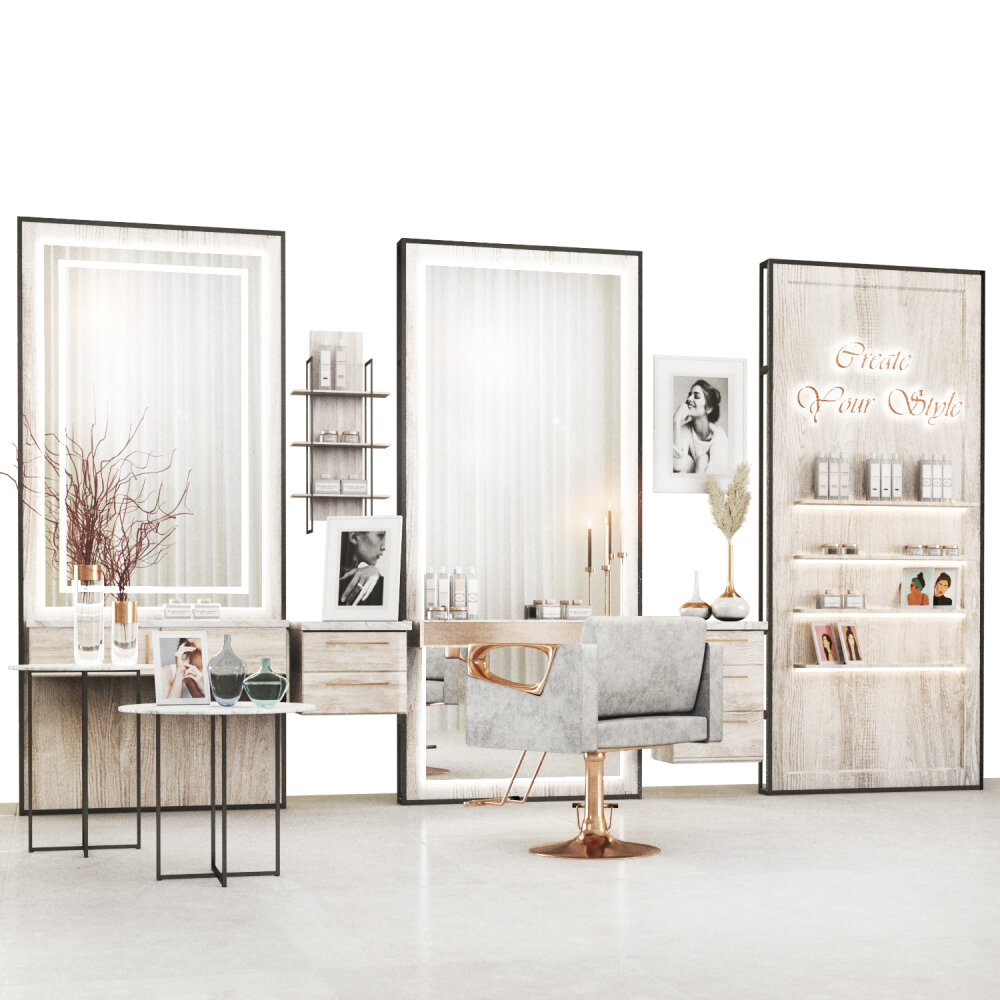 Luxurious Beauty Salon with Illuminated Mirrors 3D model - Download ...