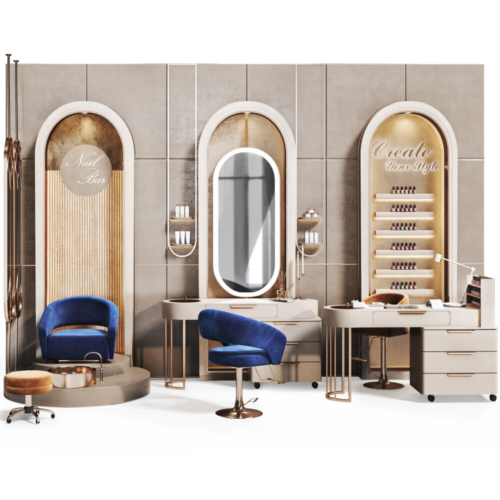 Luxury Salon Interior with Velvet Seating 3D model - Download Furniture ...