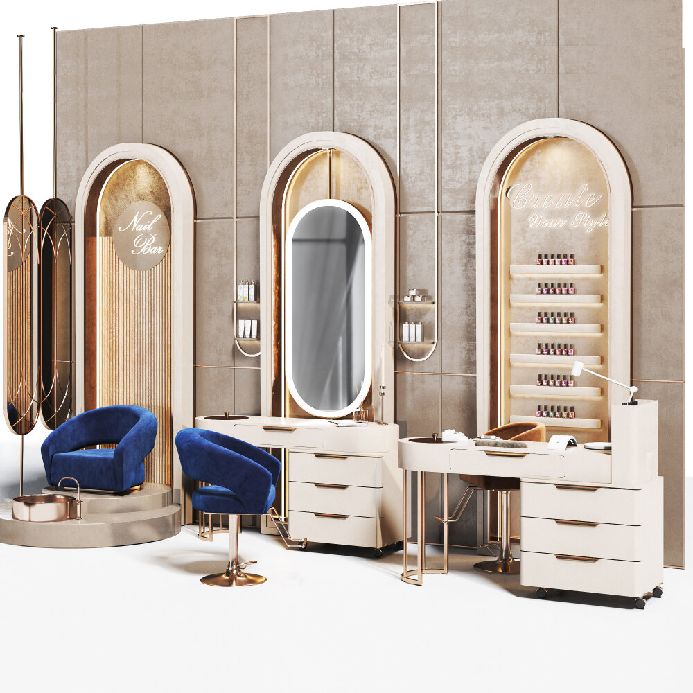 Luxury Salon Interior with Velvet Seating 3D model - Download Furniture ...