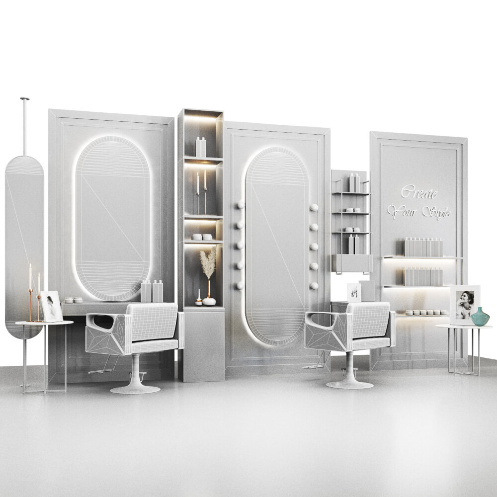 Beauty Salon Gray Them 3D model - Download Furniture Set on 3DModels.org