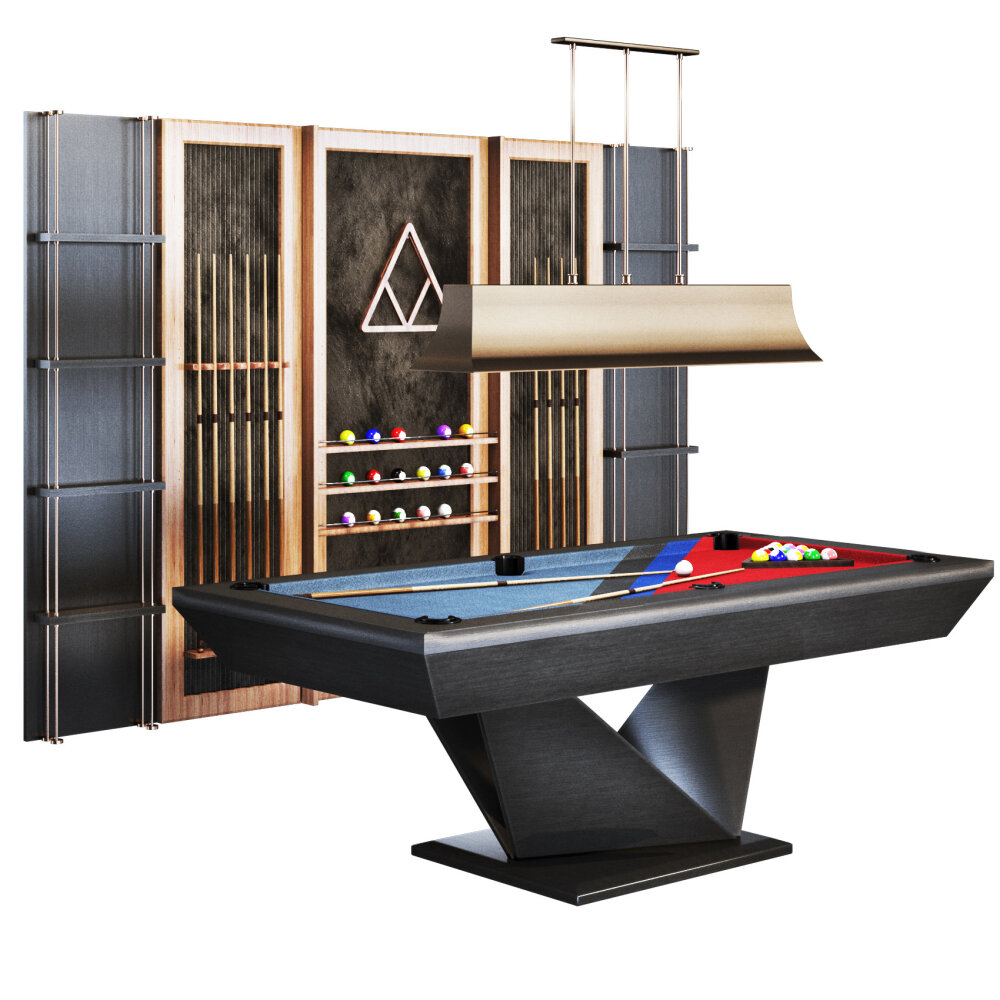 Billiard Table with Lighting Fixture 3D model - Download Rooms on ...