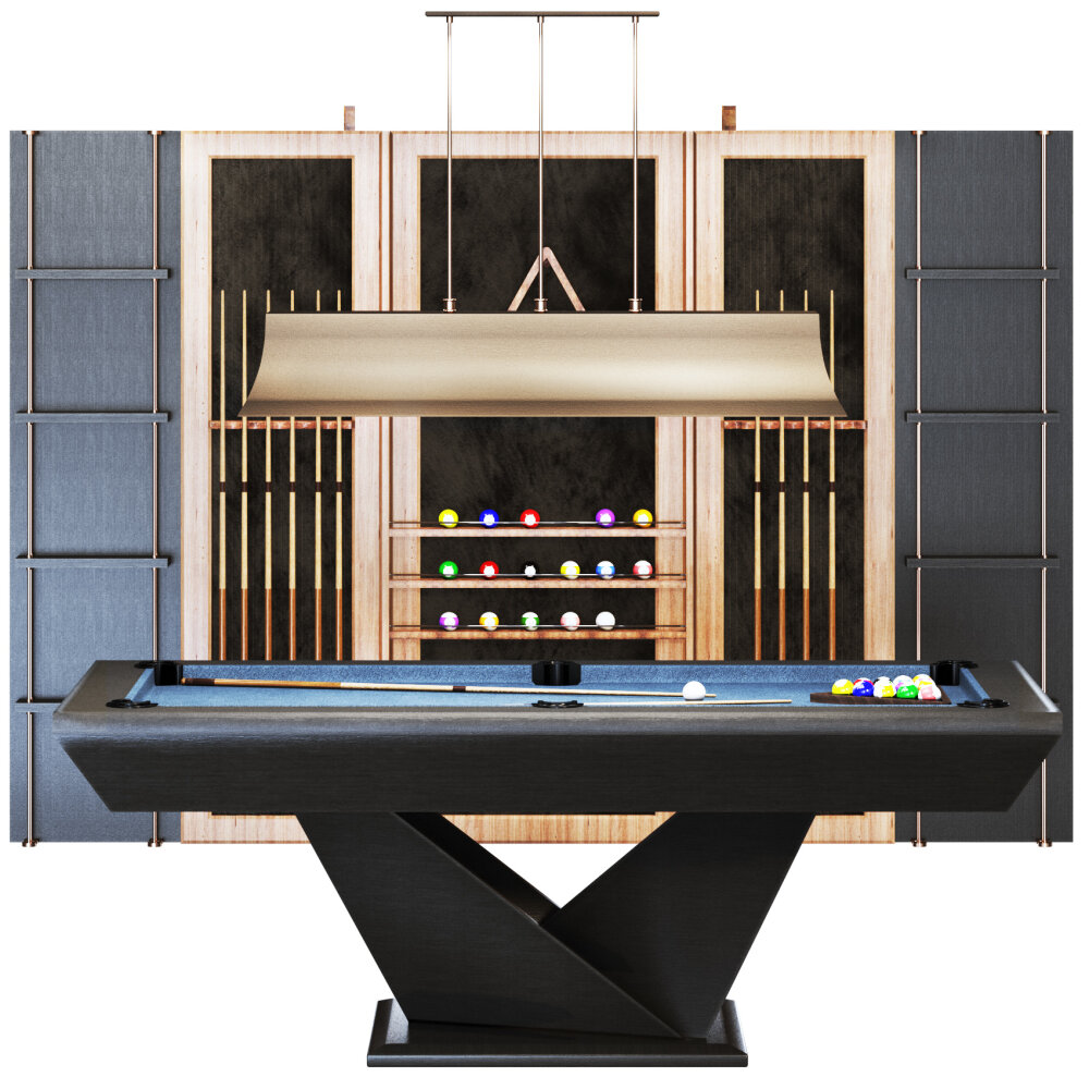 Billiard Table with Lighting Fixture 3D model - Download Rooms on ...