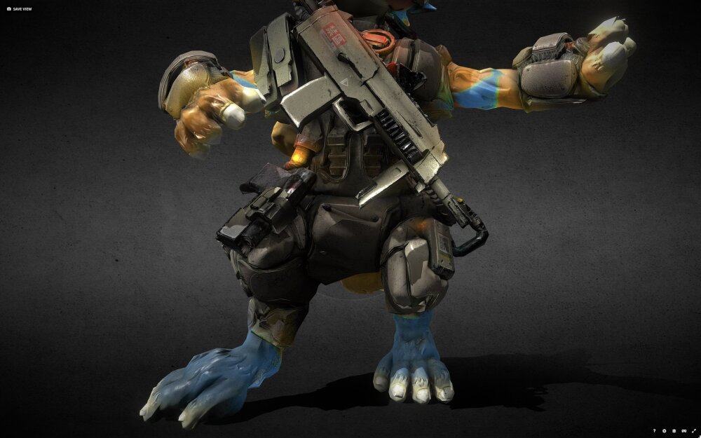 Futuristic Alien Warrior Fox 3D 모델 - 다운로드 신화 생물 on 3DModels.org