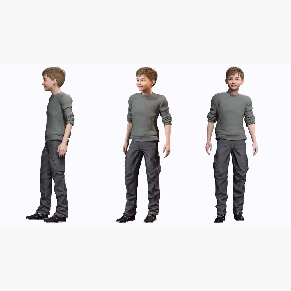 Animated Realistic Child Boy 3D 모델 - 다운로드 Character on 3DModels.org