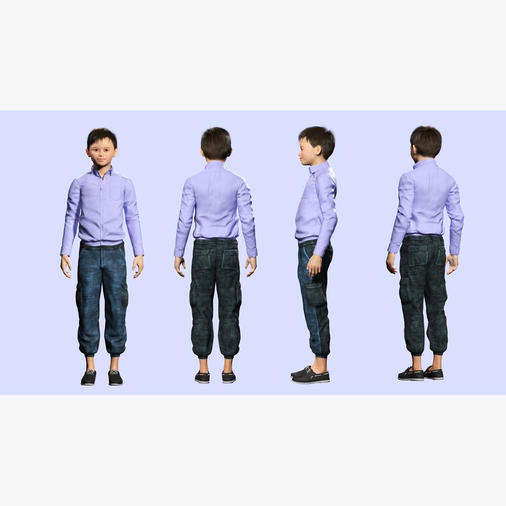 Smiling Animated Boy in Purple Shirt 3D model - Download People on ...