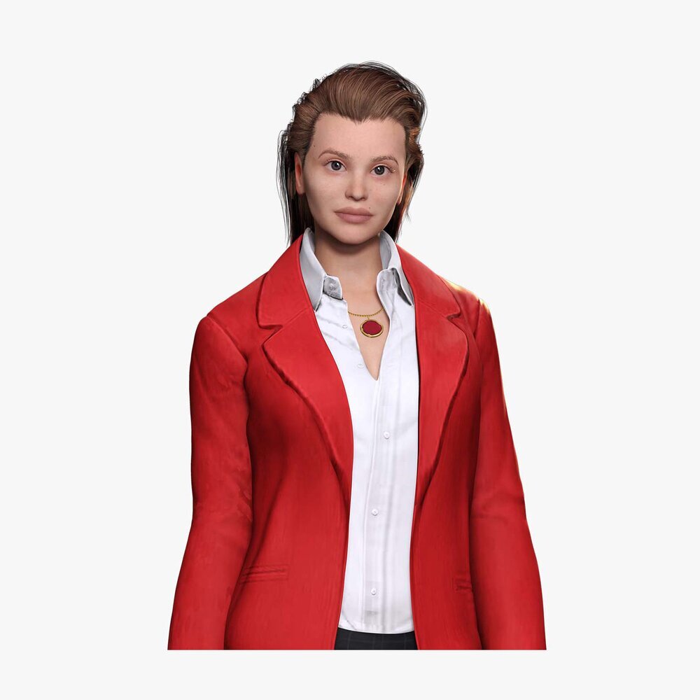 Business Woman in Red Blazer 3D model - Download Character on 3DModels.org