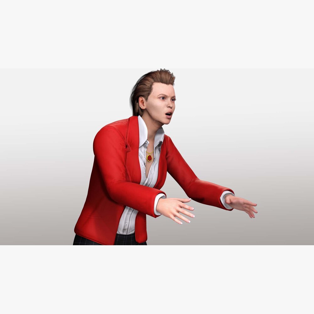 Business Woman in Red Blazer 3D model - Download Character on 3DModels.org