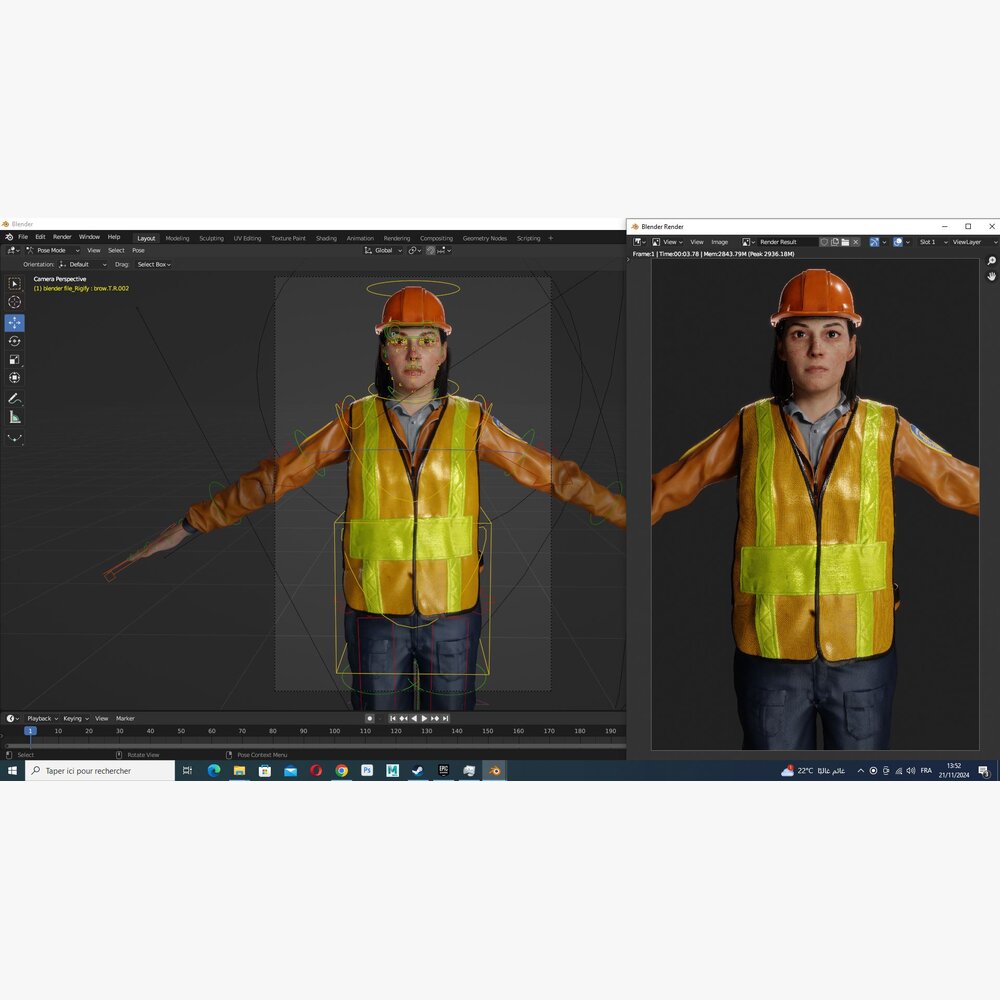 Female Construction Worker Character 3D model - Download Character on ...