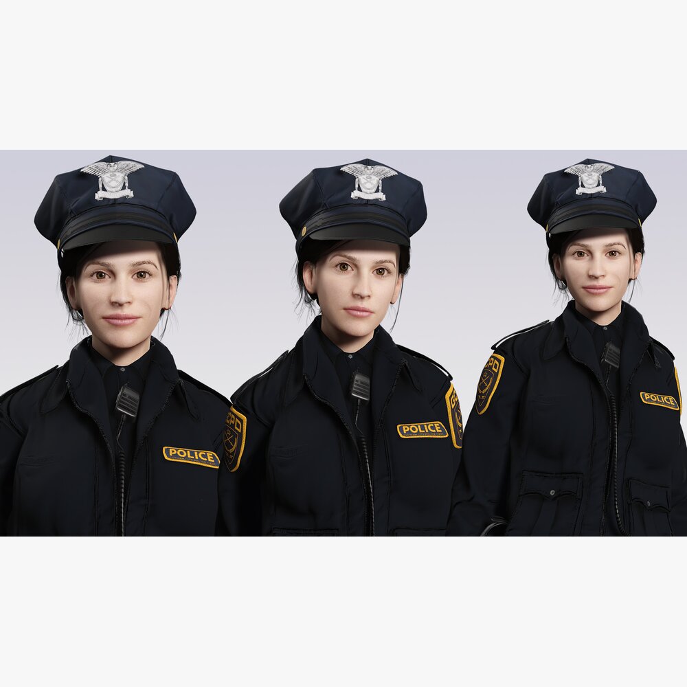 Realistic Female Police Officer 3D model - Download Character on ...