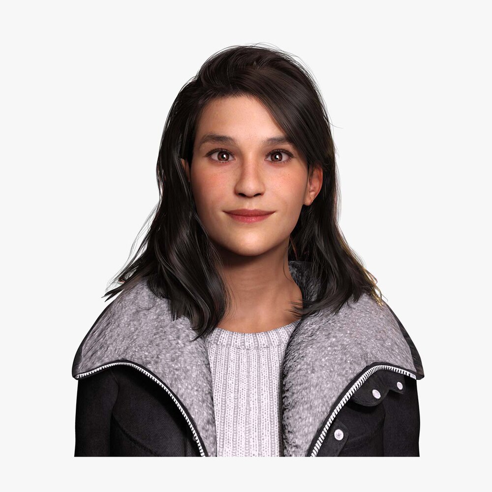 Realistic Female Character in Winter Wear 3D model - Download Character ...