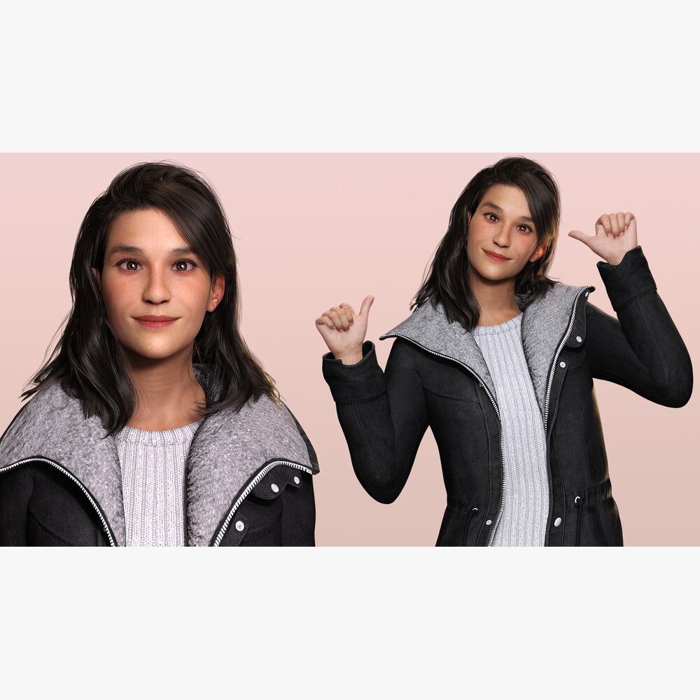 Realistic Female Character in Winter Wear 3D model - Download Character ...