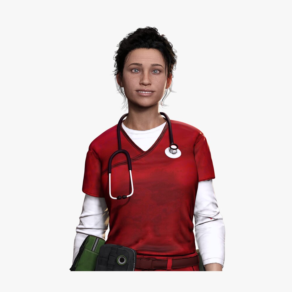 Animated Female Paramedic with Stethoscope Modelo 3D - Descargar Gente ...