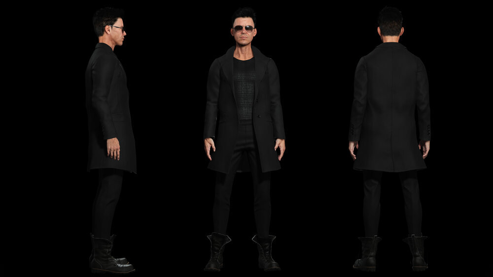 Realistic Secret Agent Man in Black Outfit 3D model - Download ...