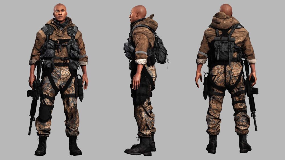 Armored Soldier Character in Combat Gear 3D model - Download Character ...