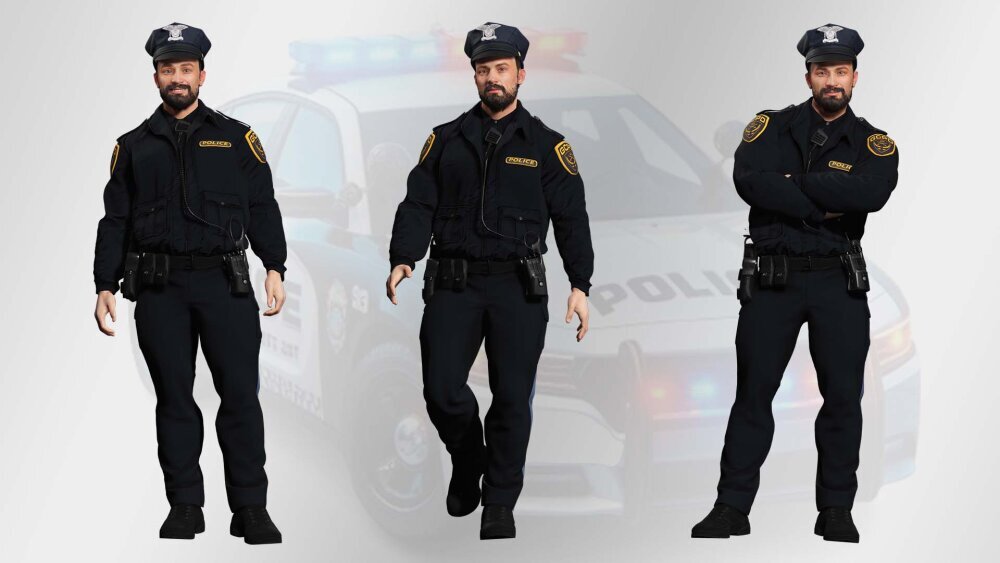 Realistic Police Officer in Uniform Modelo 3D - Descargar Character on ...