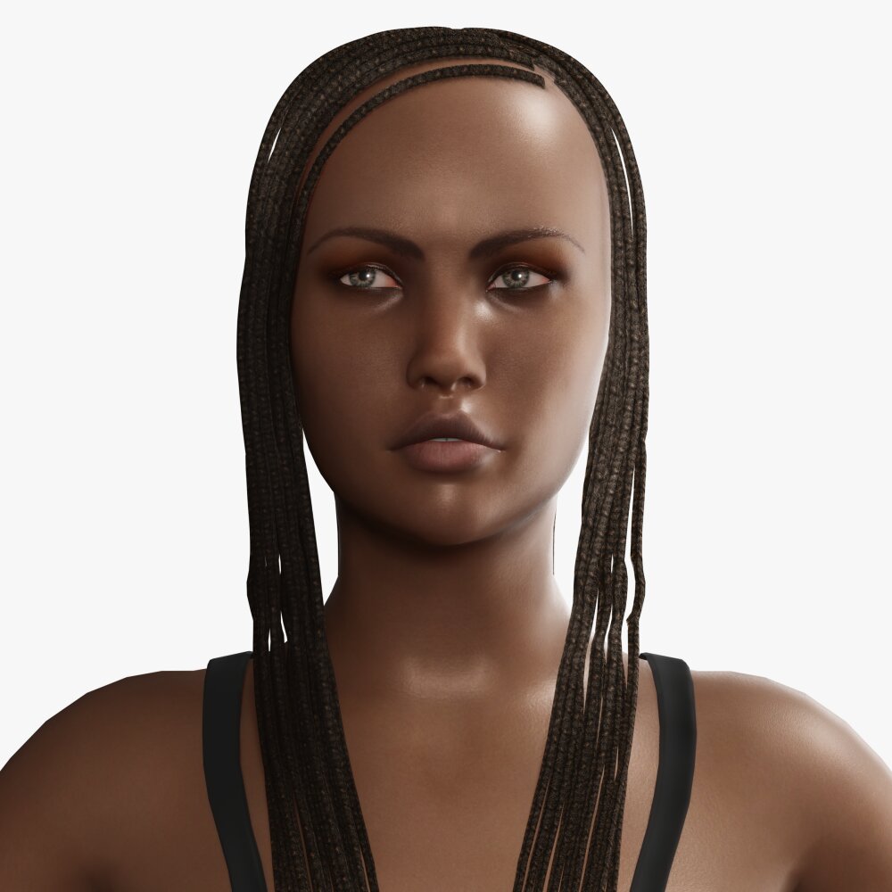 African american Female Character with Braided Hair and Streetwear 3D ...
