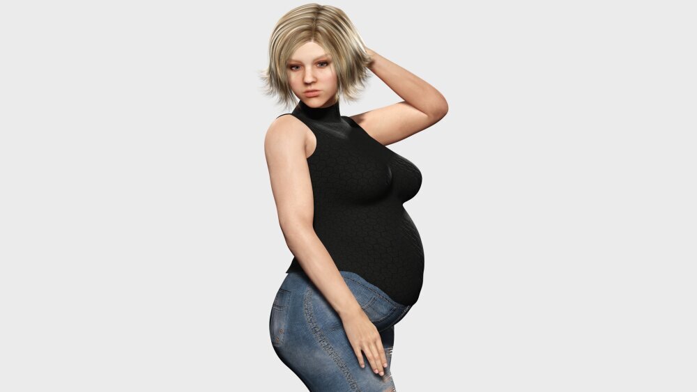 Pregnant Woman Character in Brown Lingerie 3D model - Download ...