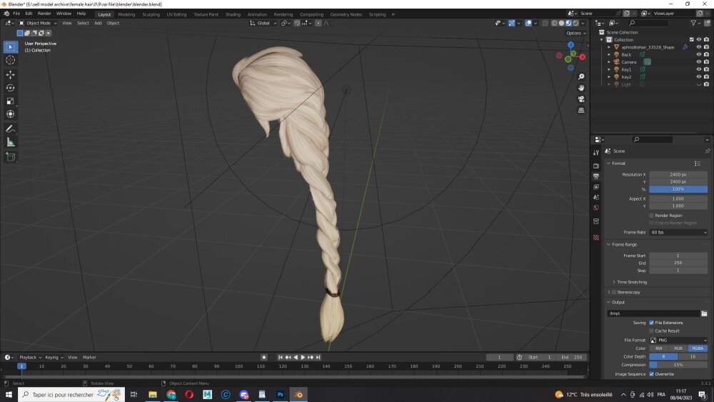 Classic Thick Blonde Braid 3D模型 - 下载 Character on 3DModels.org