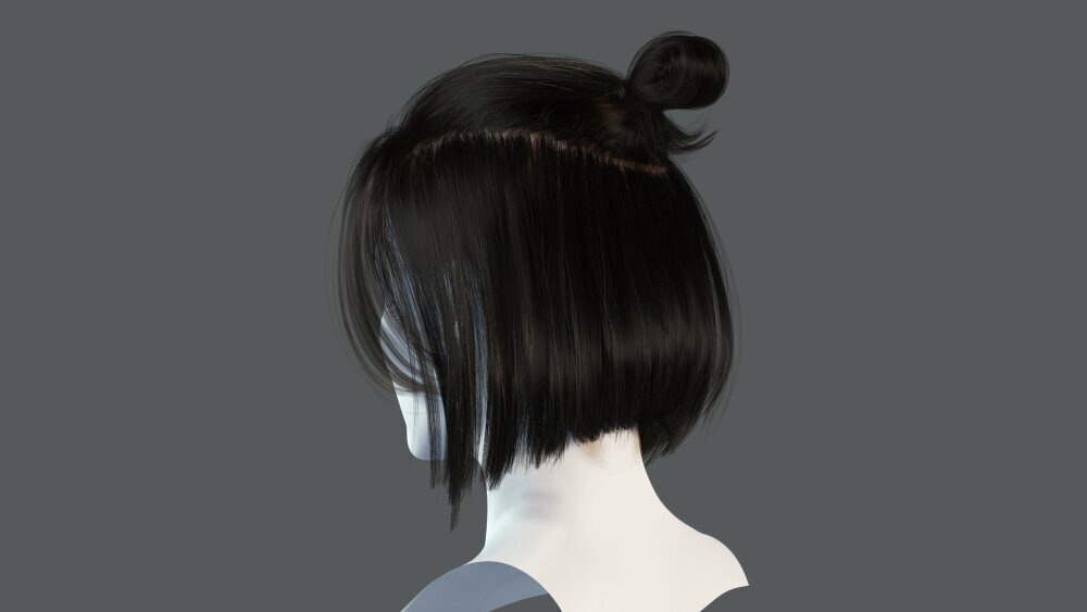 Short Hair with Loose Bun 3D model - Download Character on 3DModels.org