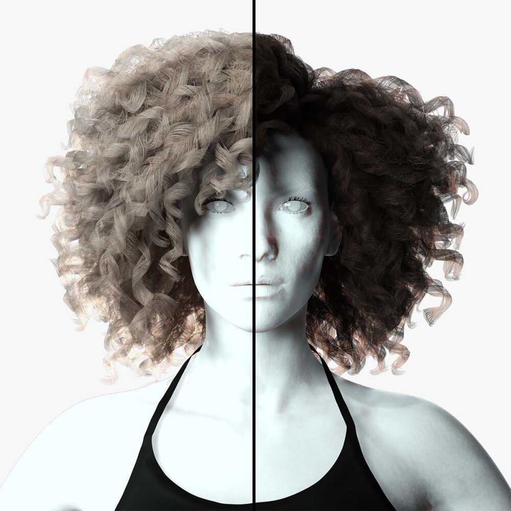 Tight Springy Curls Hairstyle 3D model - Download Character on 3DModels.org