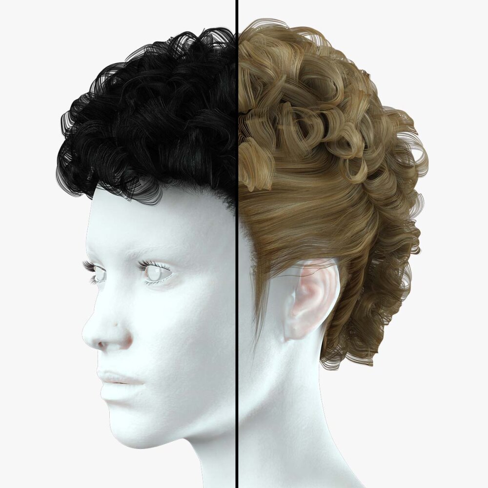 Dense Voluminous Curls Styled Upward Hairstyle 3D model - Download ...