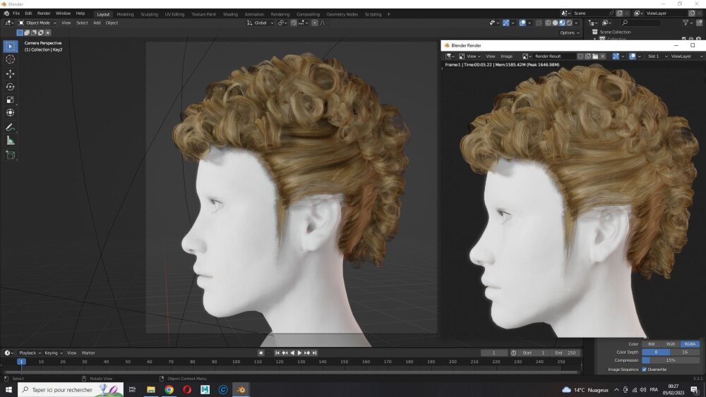 Dense Voluminous Curls Styled Upward Hairstyle 3D model - Download ...
