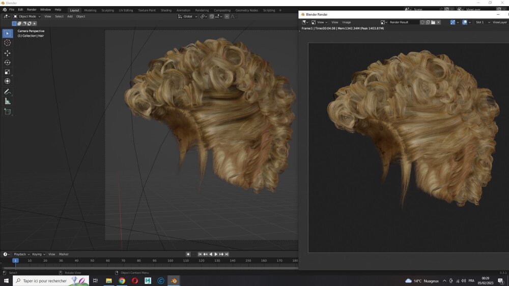 Dense Voluminous Curls Styled Upward Hairstyle 3D model - Download ...