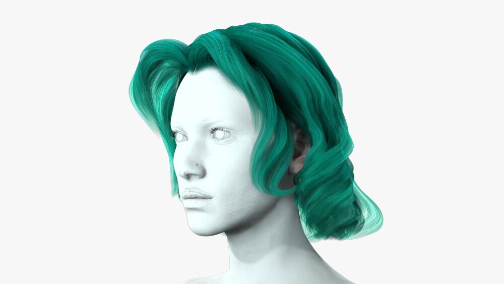 Classic Mid-length Wave with Smooth Curls 3D model - Download Character ...