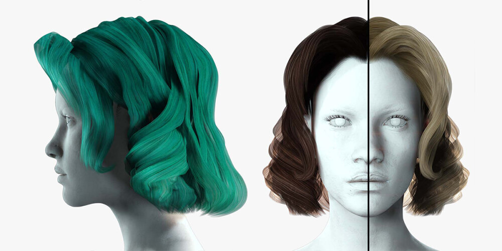 Classic Mid-length Wave with Smooth Curls 3D model - Download Character ...