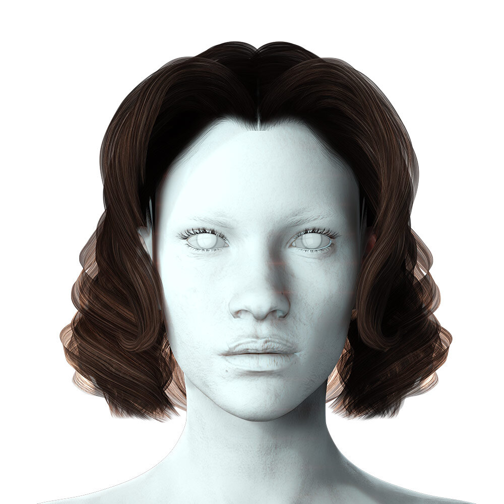 Classic Mid-length Wave with Smooth Curls 3D model - Download Character ...