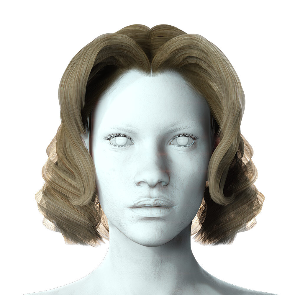 Classic Mid-length Wave with Smooth Curls 3D model - Download Character ...