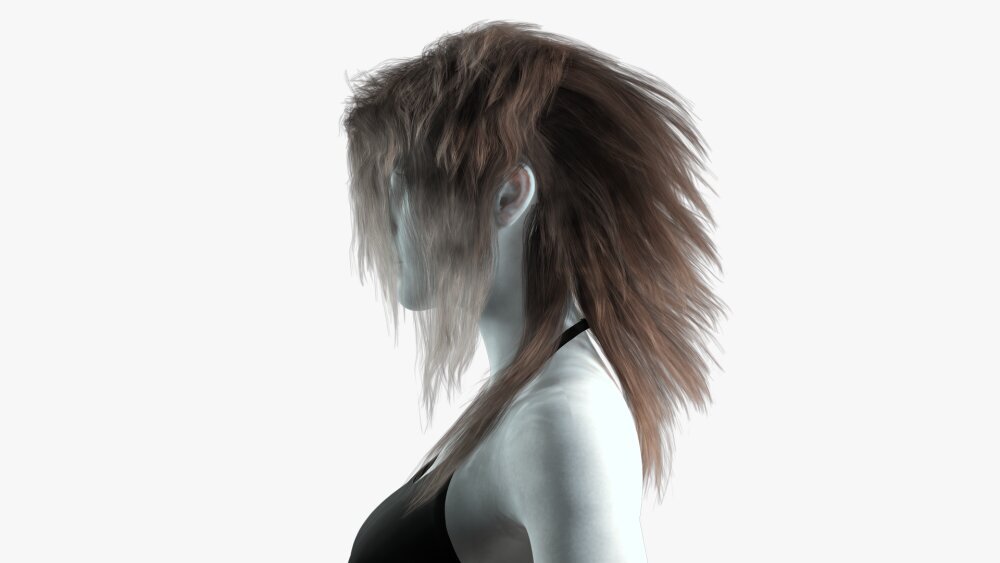 Mullet Haircut with Choppy Layers 3D 모델 - 다운로드 Character on 3DModels.org