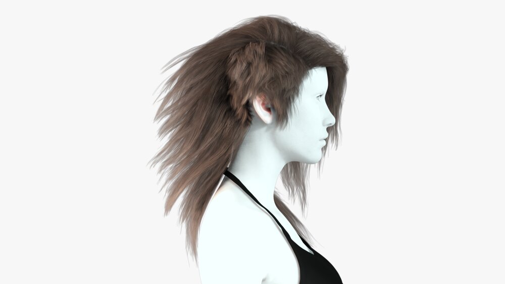 Mullet Haircut with Choppy Layers 3D 모델 - 다운로드 Character on 3DModels.org