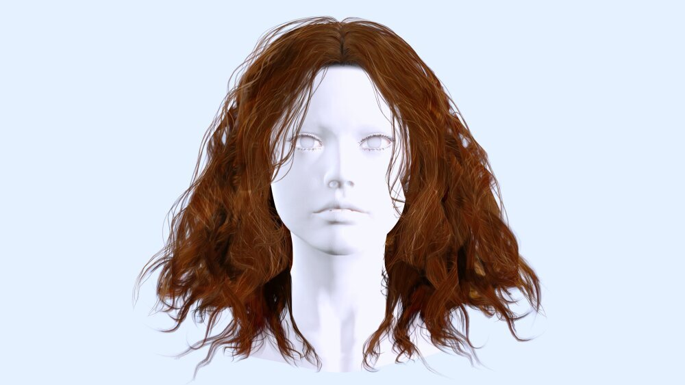 Medium-length Haircut with Loose Curls 3D model - Download Character on ...