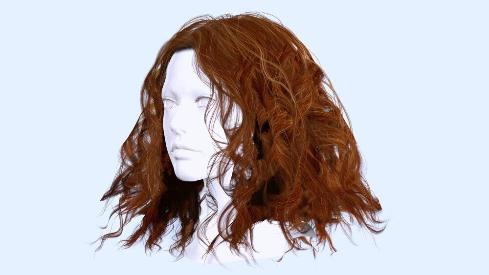 Medium-length Haircut with Loose Curls 3D model - Download Character on ...